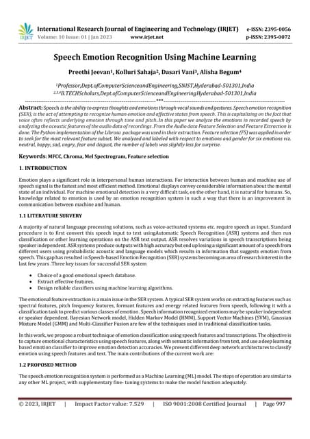 SPEECH EMOTION RECOGNITION | PDF | Artificial Intelligence | Technology & Computing