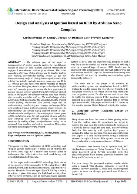 Design And Analysis Of Ignition Based On Rfid By Arduino Nano Compiler 3263