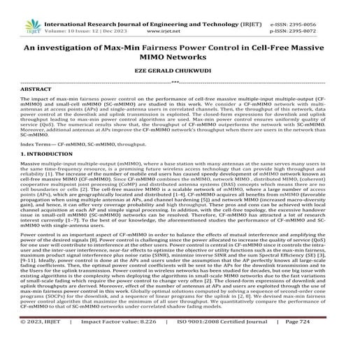 An investigation of Max-Min Fairness Power Control in Cell-Free Massive MIMO Networks | PDF ...