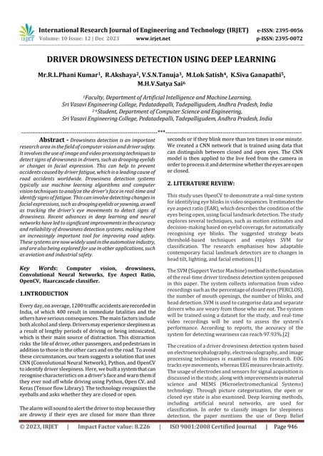 Driver Drowsiness Detection Using Deep Learning Pdf