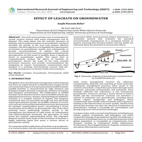 EFFECT OF LEACHATE ON GROUNDWATER | PDF | Indoor Environmental Quality ...