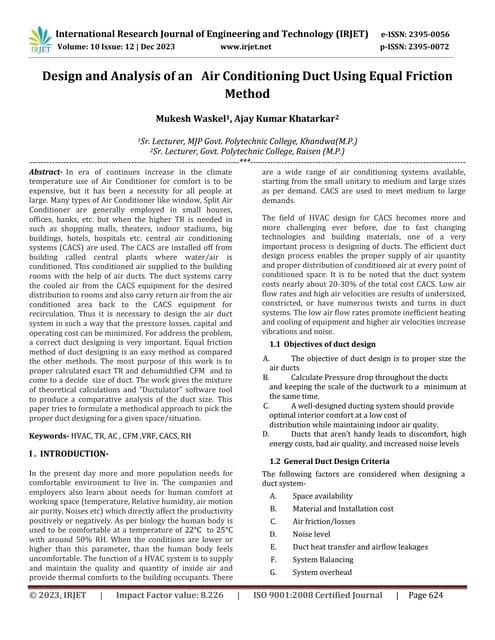 Hvac duct design | PPTX