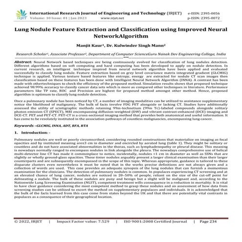 Lung Nodule Feature Extraction And Classification Using Improved Neural Networkalgorithm Pdf