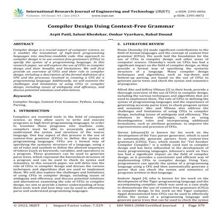 Compiler Design Using Context-Free Grammar | PDF | Programming Languages | Computing