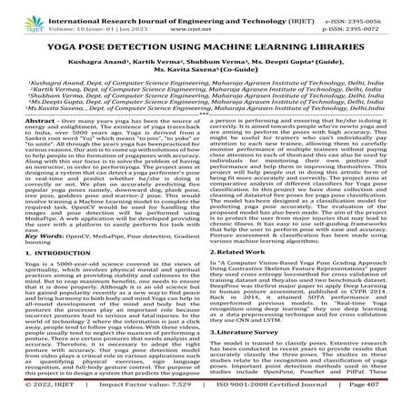 Yoga Pose Detection And Correction Using Posenet And Knn