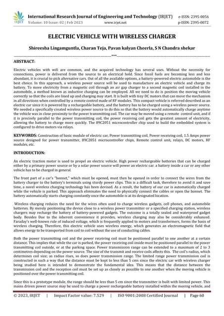 Solar Wireless electrical vehicle Charging System | PPT