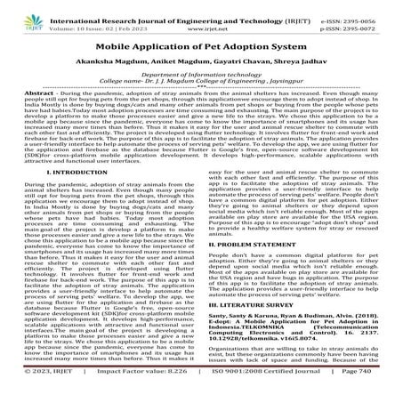 Mobile Application of Pet Adoption System | PDF