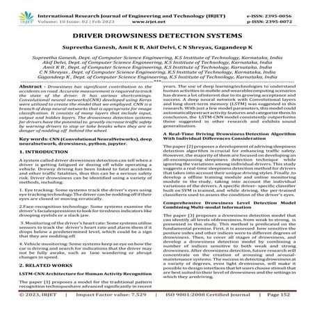 DRIVER DROWSINESS DETECTION SYSTEMS | PDF