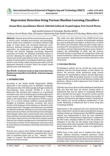 Mental Illness Prediction using Machine Learning Algorithms | PDF | Mental Health | Diseases and ...