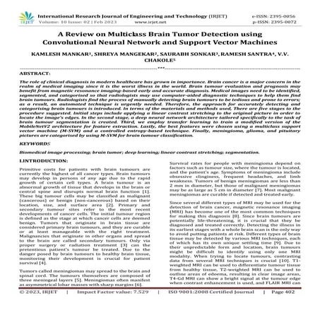 A Review on Multiclass Brain Tumor Detection using Convolutional Neural Network and Support ...
