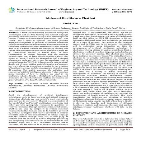 AI-based Healthcare Chatbot | PDF
