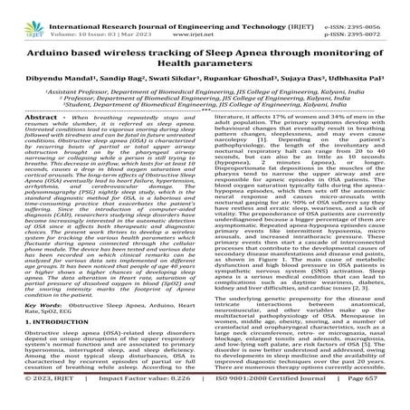 Arduino based wireless tracking of Sleep Apnea through monitoring of ...