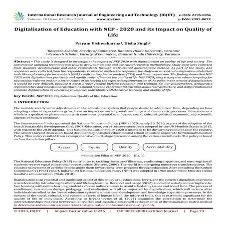 Digitalisation of Education with NEP - 2020 and its Impact on Quality ...