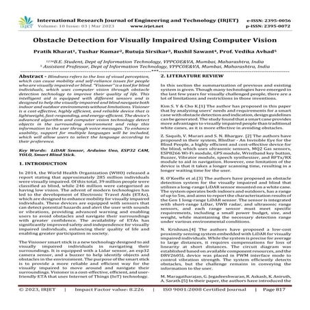 Obstacle Detection for Visually Impaired Using Computer Vision | PDF