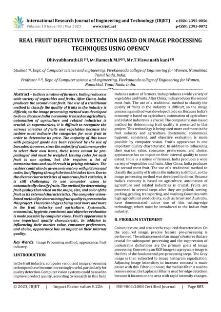 IMAGE PROCESSING BASED MONITORING OF PESTICIDES AND QUALITY ANALYSIS OF FRUITS | PDF | Gardening ...