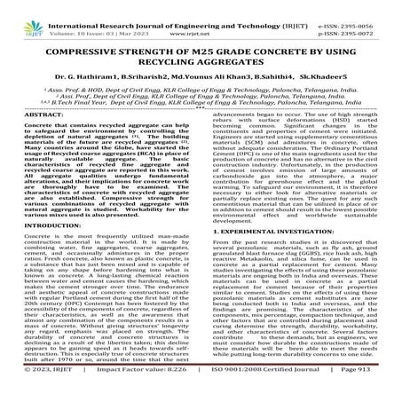 COMPRESSIVE STRENGTH OF M25 GRADE CONCRETE BY USING RECYCLING ...