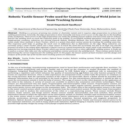 Robotic Tactile Sensor Probe used for Contour plotting of Weld Joint in Seam Tracking System | PDF