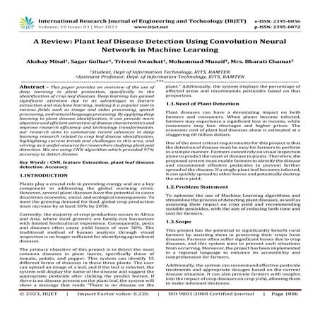A Review Plant Leaf Disease Detection Using Convolution Neural Network