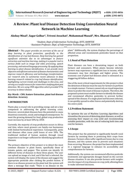 A Review Plant Leaf Disease Detection Using Convolution Neural Network