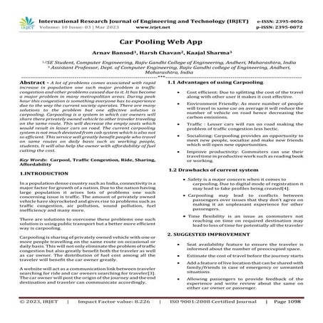 Car Pooling Web App Pdf