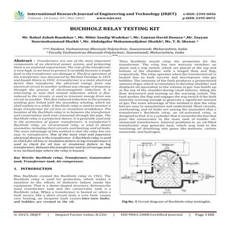 BUCHHOLZ RELAY TESTING KIT | PDF