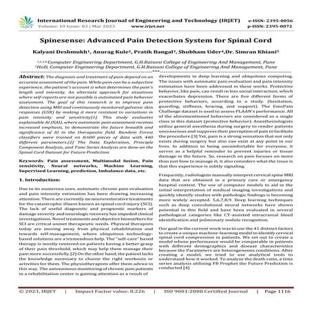 Spinesense: Advanced Pain Detection System for Spinal Cord | PDF