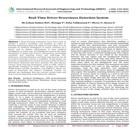 Real Time Driver Drowsiness Detection System Pdf