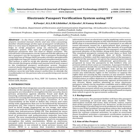Electronic Passport Verification System using IOT | PDF