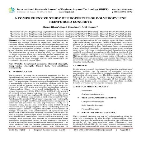 A COMPREHENSIVE STUDY OF PROPERTIES OF POLYPROPYLENE REINFORCED CONCRETE | PDF | Civil ...