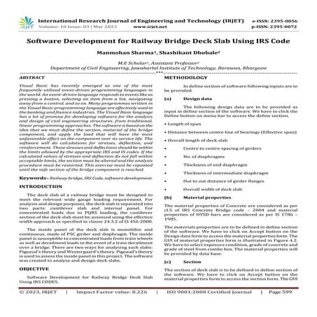 Software Development for Railway Bridge Deck Slab Using IRS Code | PDF