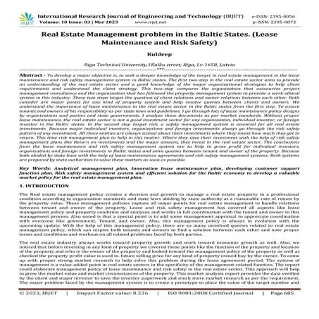 Real Estate Management problem in the Baltic States. (Lease Maintenance ...