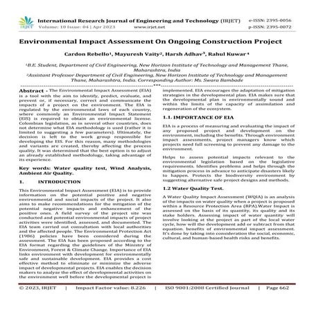 Environmental Impact Assessment On Ongoing Construction Project | PDF