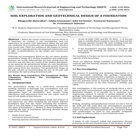 SOIL EXPLORATION AND GEOTECHNICAL DESIGN OF A FOUNDATION | PDF