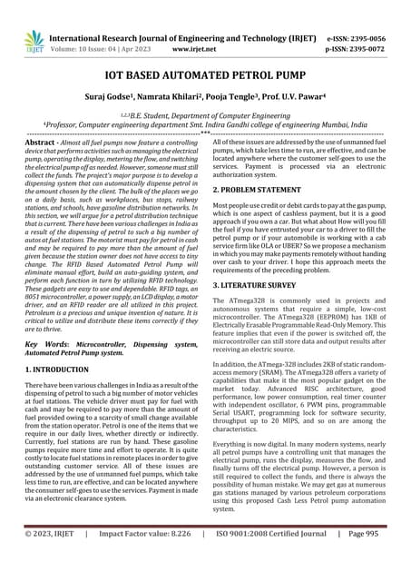 IOT BASED CASHLESS PETROL PUMP | PDF