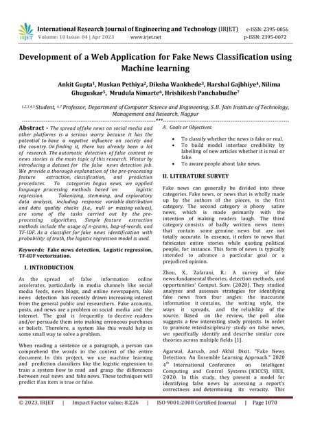 chaitra-1.pptx fake news detection using machine learning | PPTX