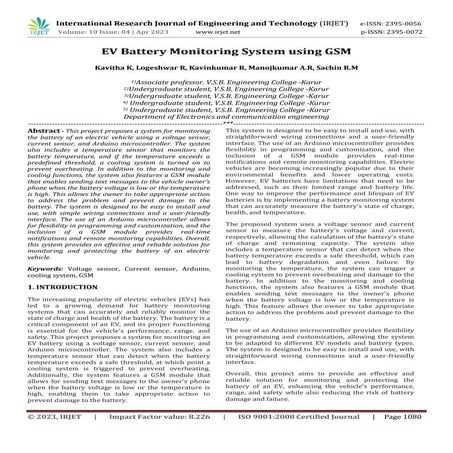 EV Battery Monitoring System using GSM | PDF