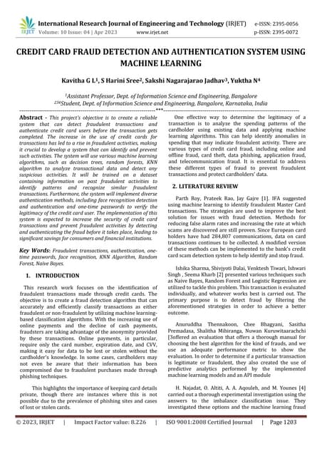 Credit card fraud detection through machine learning | PDF