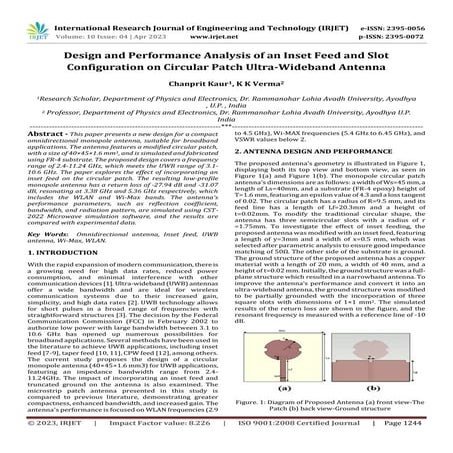 Design And Performance Analysis Of An Inset Feed And Slot Configuration