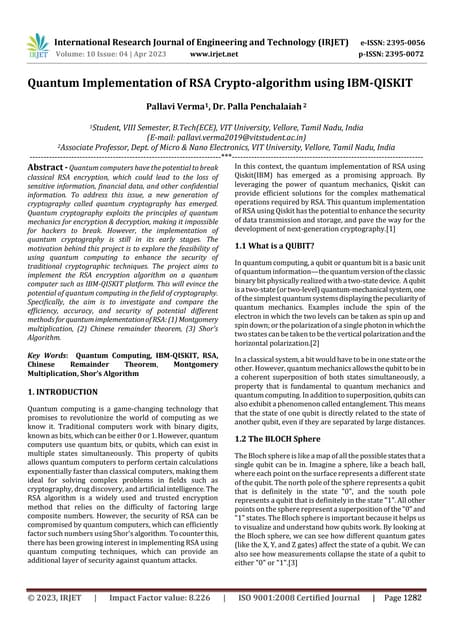 Quantum Implementation Of Rsa Crypto Algorithm Using Ibm Qiskit Pdf 4228
