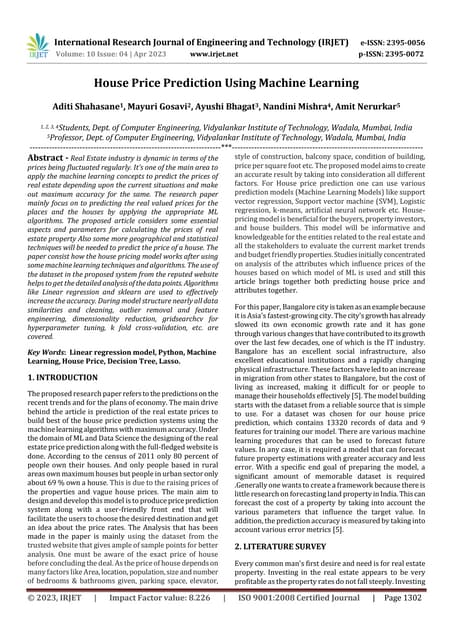 House price prediction | PPT