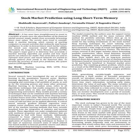 Stock Market Prediction using Long Short-Term Memory | PDF | Stocks and Bonds | Personal Investing