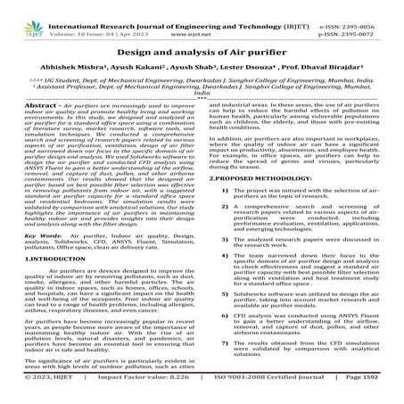 Design and analysis of Air purifier | PDF