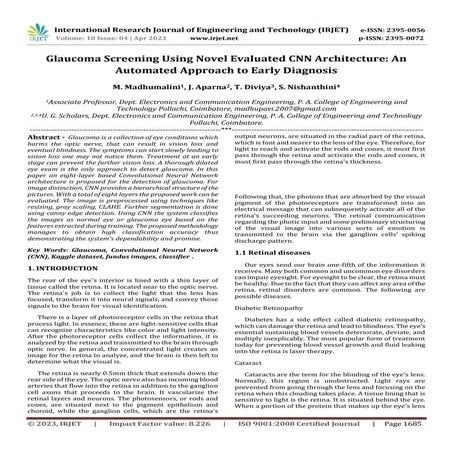 Glaucoma Screening Using Novel Evaluated CNN Architecture: An Automated Approach to Early ...