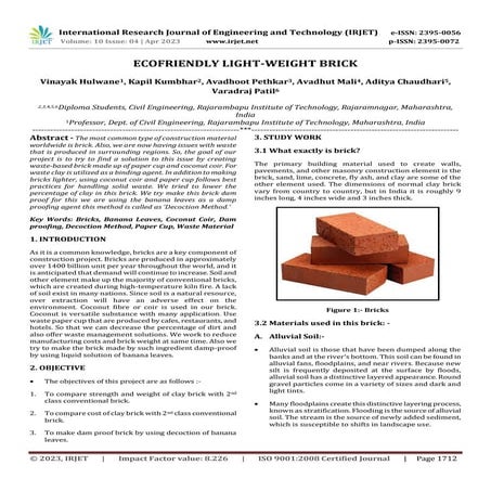 ECOFRIENDLY LIGHT-WEIGHT BRICK | PDF