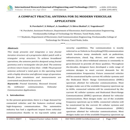 A COMPACT FRACTAL ANTENNA FOR 5G MODERN VEHICULAR APPLICATION | PDF
