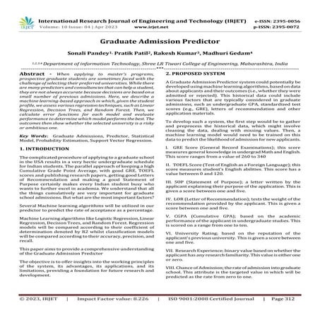 Graduate Admission Predictor | PDF