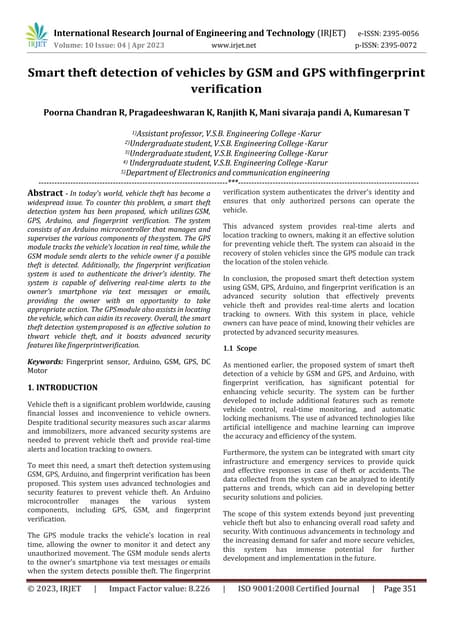 Seminar on: GSM Based theft control system | PPTX