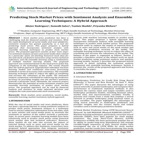 Predicting Stock Market Prices With Sentiment Analysis And Ensemble