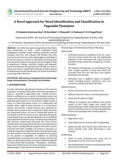 Weed Detection Using Deep Learning and Laser Weed Control | PDF | Agriculture | Industries