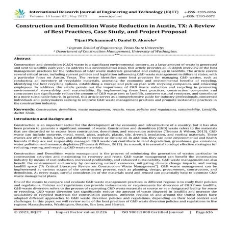 Construction and Demolition Waste Reduction in Austin, TX: A Review of ...